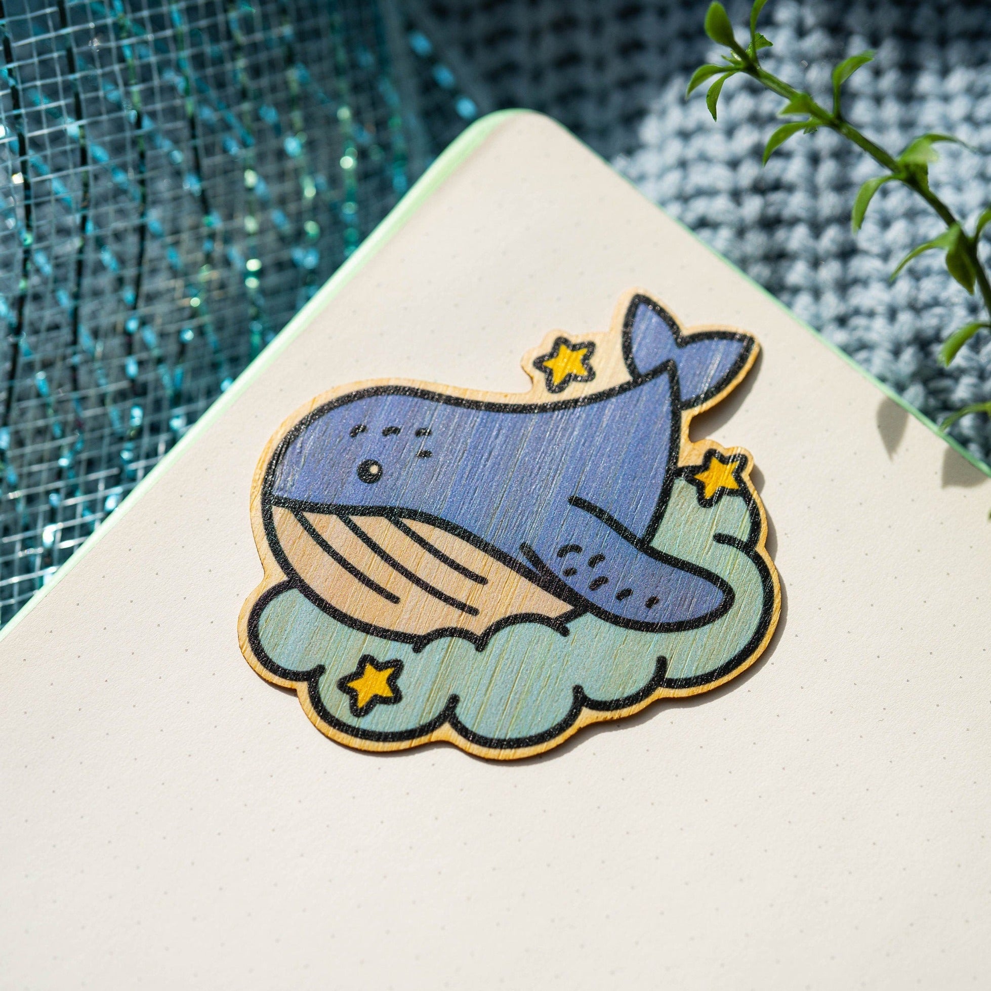 Dreamy Whale Bamboo Wood Sticker – belugabeeofficial