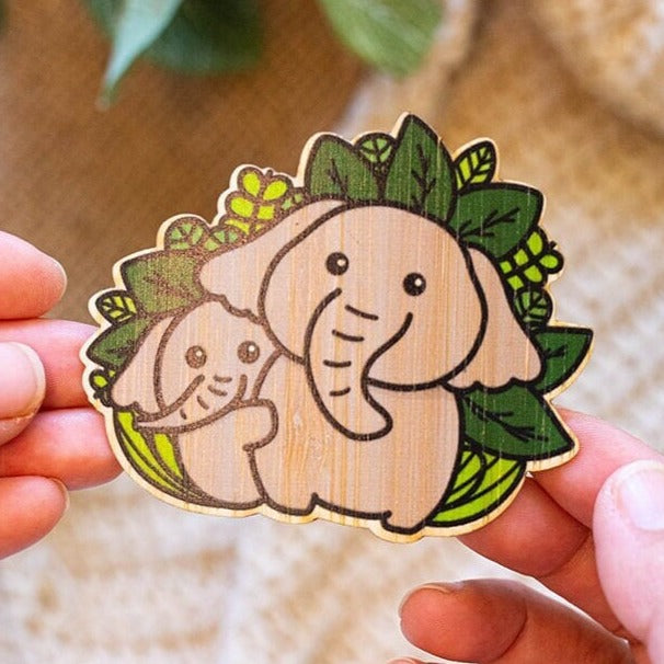Elephant Family Bamboo Wood Sticker – belugabeeofficial